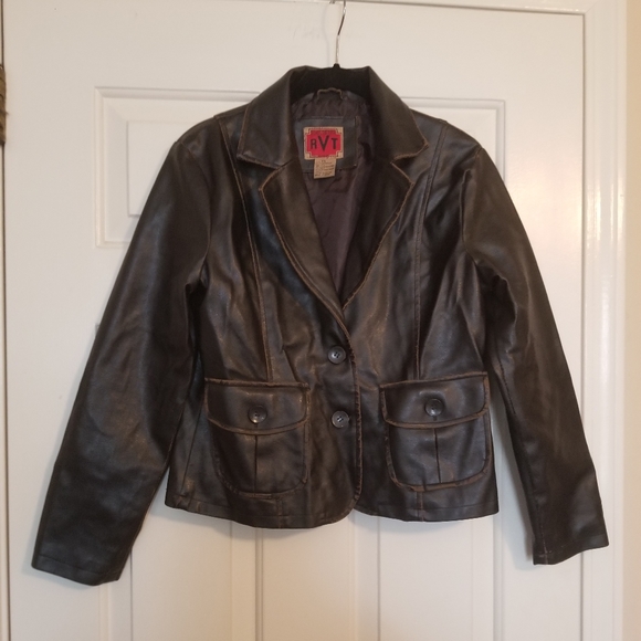 RVT | Jackets & Coats | Rvt Clothing Brown Distressed Leather Jacket ...